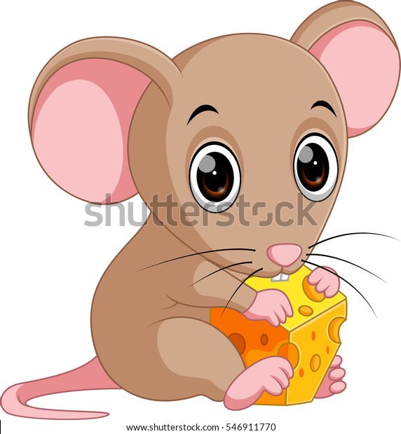 Cute Mouse Cartoon Holding Cheese Stock Vector (Royalty Free) 546911770 ...