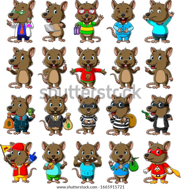 Cute Mouse Cartoon Mascot Pack Illustrations Stock Vector (Royalty Free ...
