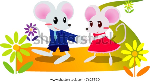 Cute Mouse Couple Stock Vector (Royalty Free) 7625530 | Shutterstock