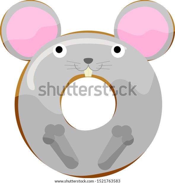 Cute Mouse Donut Isolated On White Stock Vector (Royalty Free ...