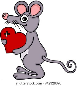 Cute Mouse Holding Red Heart Stock Vector (Royalty Free) 742328890 ...