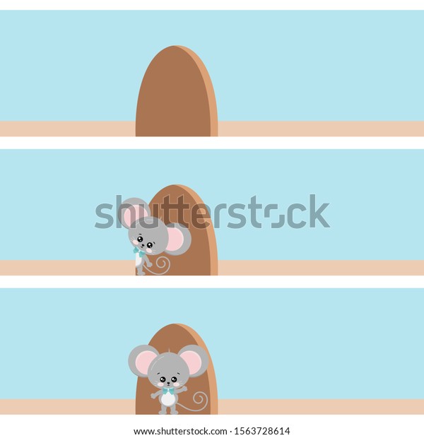 Cute Mouse Looking Out Hole Wall: Stock-Vektorgrafik (Lizenzfrei ...