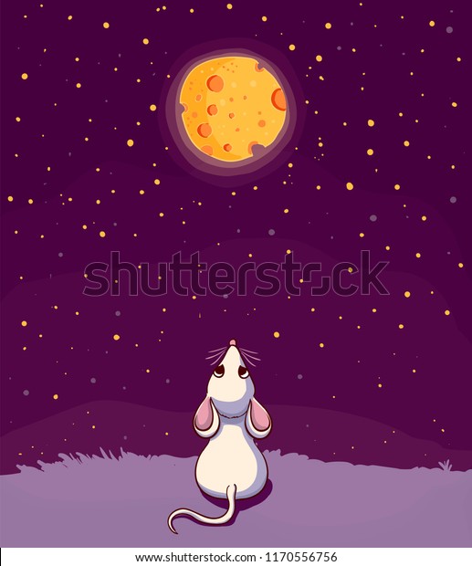 Cute Mouse Moon Cheese Vector Illustration Stock Vector (Royalty Free ...