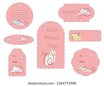 Cute Mouse Themed Tags Labels Stickers: vetor stock (livre de direitos ...