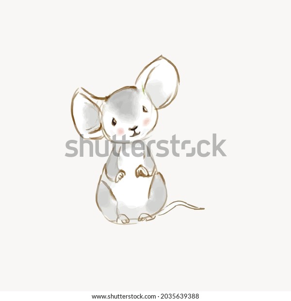 Cute Mouse Traditional Drawing Technique Childrens Stock Vector ...