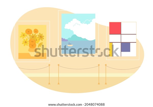 Cute Museum Art Gallery Vector Illustration Stock Vector (Royalty Free ...