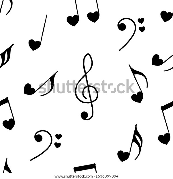 Cute Musical Notes Hearts On White Stock Vector (Royalty Free ...