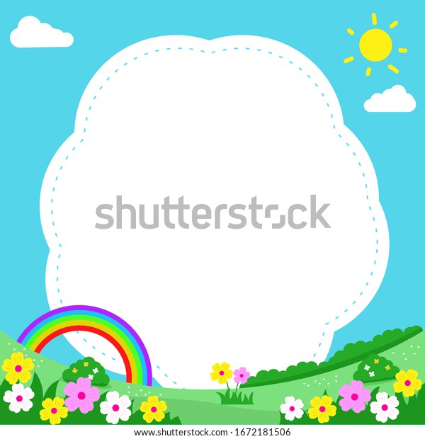 Cute Nature Landscape Background Frame Template 库存矢量图（免版税）1672181506 ...