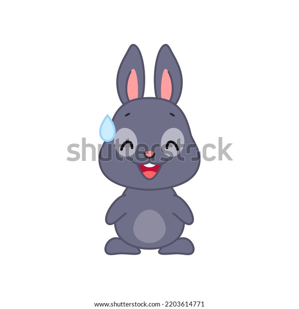 Cute Nervous Bunny Flat Cartoon Illustration Stock Vector (Royalty Free ...