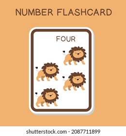 Cute Number Flashcards Animals Set English Stock Vector (Royalty Free ...