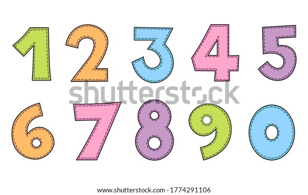 Cute Number Stitch Design Character Zero Stock Vector (Royalty Free ...