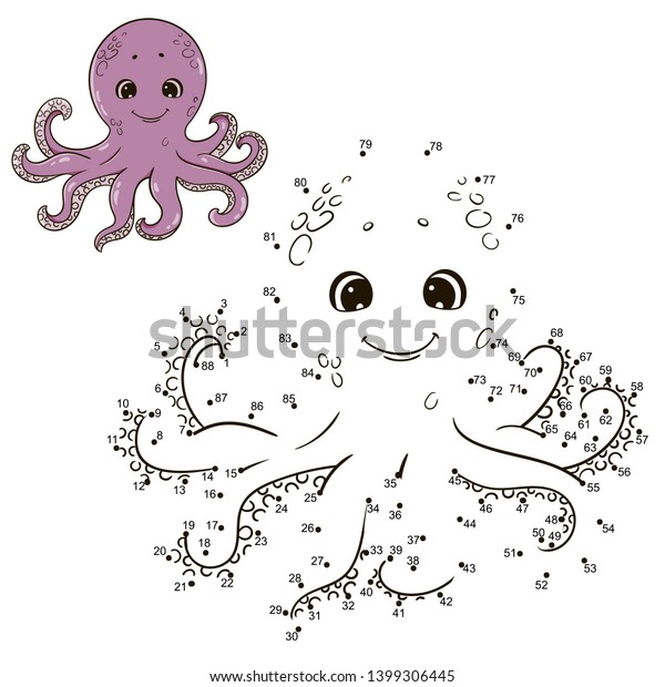 Cute Octopus Dot Dot Game Children Stock Vector (Royalty Free ...
