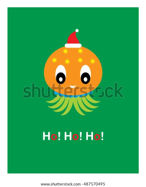 Cute Octopus Merry Christmas Greeting Card Stock Vector (Royalty Free ...