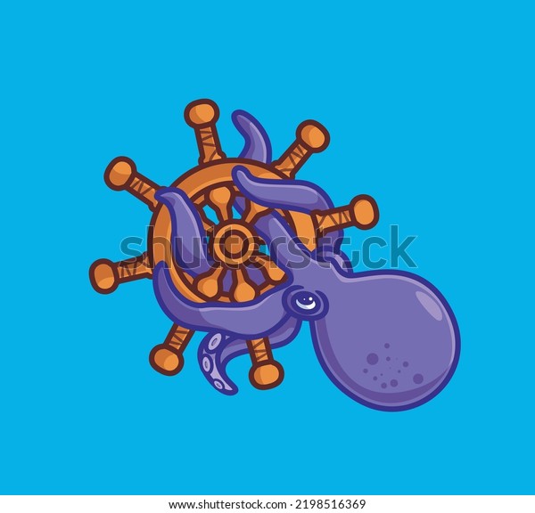 Cute Octopus Steering Wheel Isolated Cartoon Stock Vector (Royalty Free ...