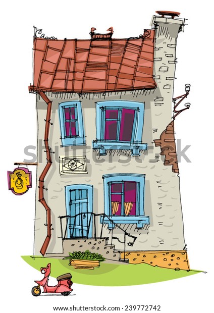 Cute Old Mansion Cartoon Stock Vector (Royalty Free) 239772742