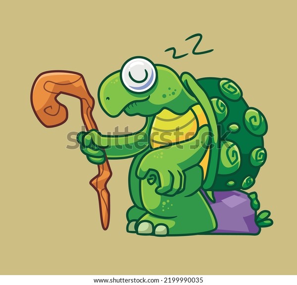 Cute Old Turtle Sleeping Isolated Cartoon Stock Vector (Royalty Free ...