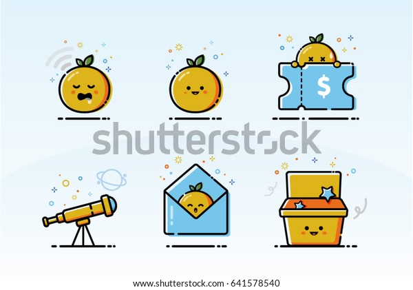 Cute Orange Icon Ui Kits Apps Stock Vector (Royalty Free) 641578540 ...