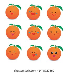 「Vector Emoticon Background Illustration Mandarin Orange」のベクター画像素材 ...