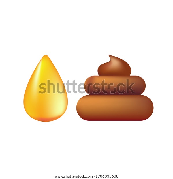 Cute Orange Urine Pee Drop Poop Stock Vector (Royalty Free) 1906835608