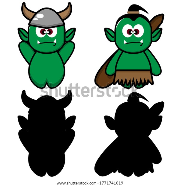 Cute Orc Silhouette Set Collection Vector Stock Vector (Royalty Free ...