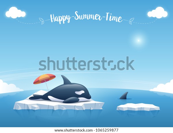 Cute Orca Killer Whale Sleeping On Stock Vector (Royalty Free ...