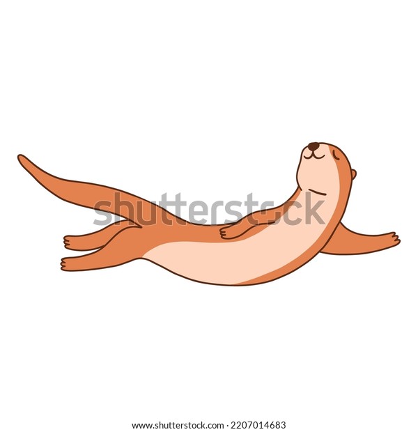 Cute Otter Vector Flat Cartoon Illustration Stock Vector (Royalty Free ...