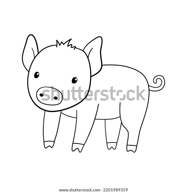 Cute Outline Piglet Hand Drawn Illustration Stock Vector (Royalty Free ...