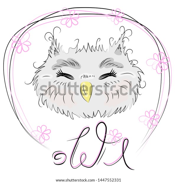 Cute Owl Face Floral Frame Bow Stock Vector (Royalty Free) 1447552331 ...