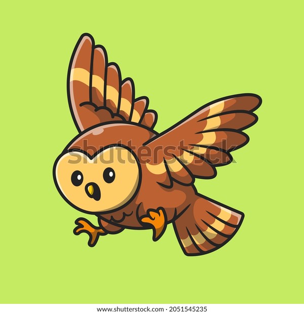 Cute Owl Flying Cartoon Vector Icon Stock Vector (Royalty Free ...