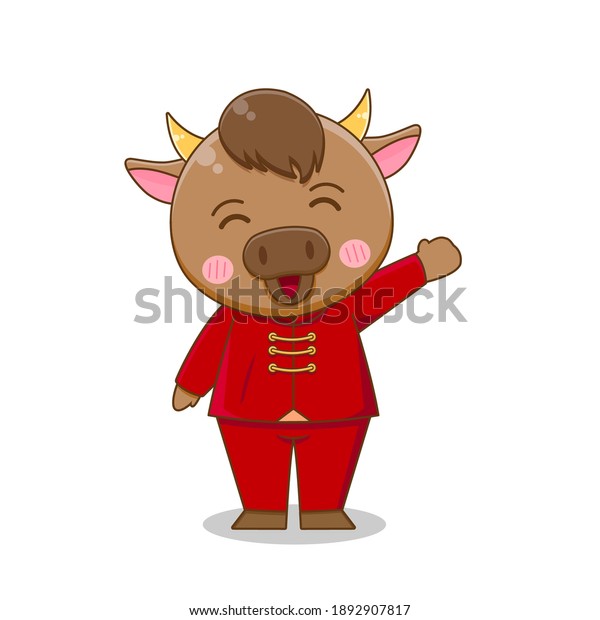 Cute Ox Red Chinese New Year Stock Vector (Royalty Free) 1892907817 ...