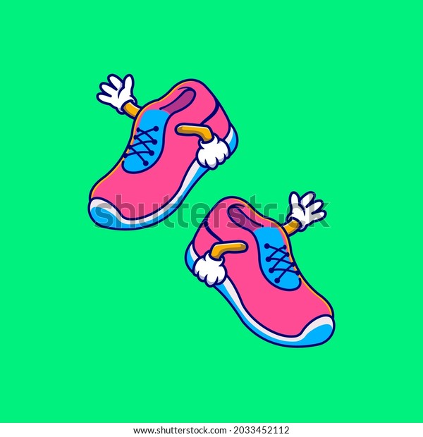Cute Pair Shoes Waving Hand Cartoon Stock Vector (Royalty Free ...