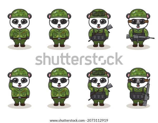 Cute Panda Army Cartoon Set Animal Stock Vector (Royalty Free ...