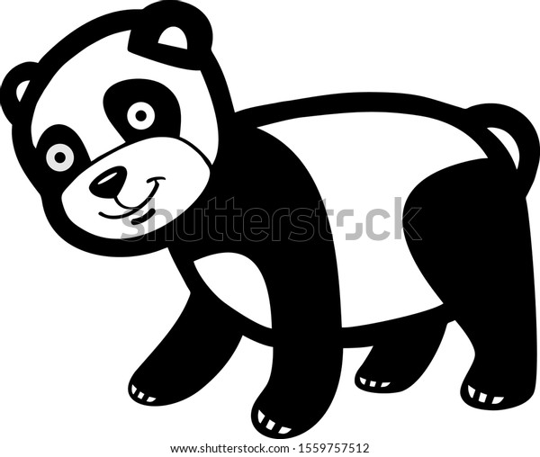 Cute Panda Bear Black White Cartoon: vector de stock (libre de regalías ...