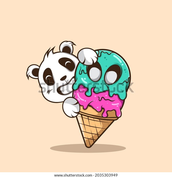 Cute Panda Big Ice Cream Zombie Stock Vector (Royalty Free) 2035303949 ...