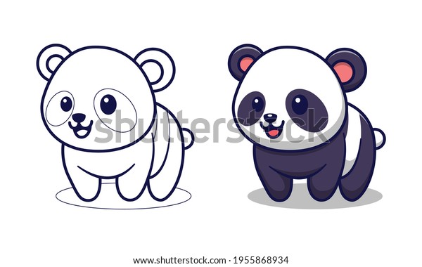 Cute Panda Cartoon Coloring Pages Kids Stock Vector (Royalty Free ...