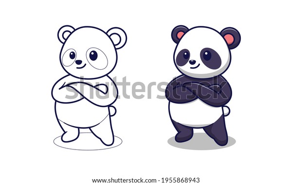 Cute Panda Cartoon Coloring Pages Kids Stock Vector (Royalty Free ...