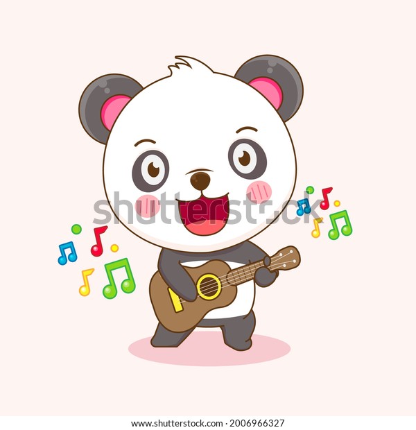 Cute Panda Cartoon Playing Guitar Vector Stock Vector (Royalty Free ...