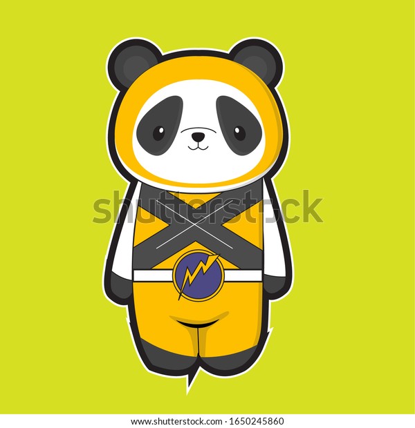Cute Panda Cartoons Using Yellow Gray Stock Vector (Royalty Free ...