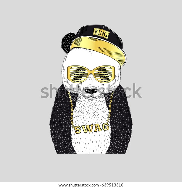 Cute Panda Dressed Swag Style Animal Stock Vector (Royalty Free) 639513310
