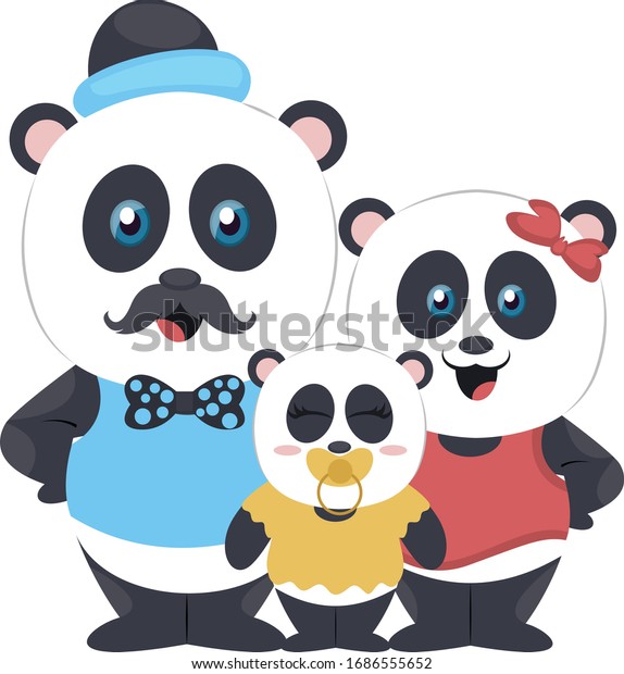 Cute Panda Family Vector Illustration Stock Vector (Royalty Free ...
