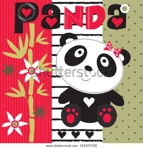 Cute Panda Girl Bamboo Vector Illustration Stock Vector (Royalty Free ...