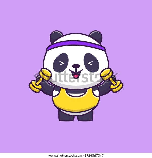 Cute Panda Gym Vector Icon Illustration Stock Vector (Royalty Free ...