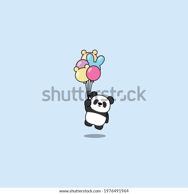 Cute Panda Holding Balloons Vector Illustration Stock Vector (Royalty ...