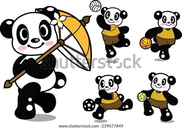 Cute Panda Playing Sports Stock Vector (Royalty Free) 239077849