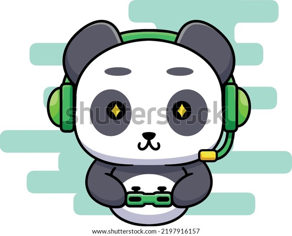 Cute Panda Playing Video Games Cartoon Stock Vector (Royalty Free ...