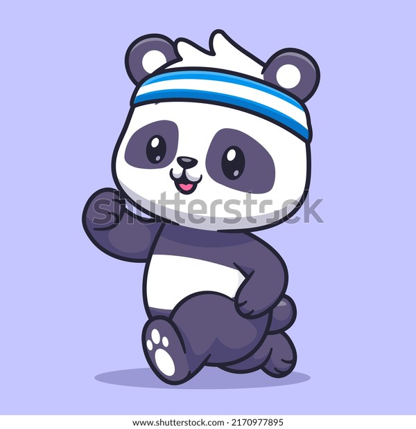 Cute Panda Running Cartoon Vector Icon: vetor stock (livre de direitos ...