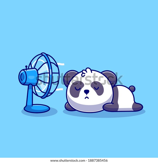 Cute Panda Sleeping Front Fan Cartoon Stock Vector (Royalty Free ...