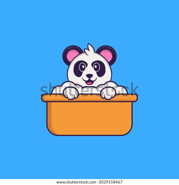 Cute Panda Taking Bath Bathtub Animal Stock Vector (Royalty Free ...