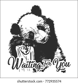 Cute Panda Waiting You Vector Stock Vector (Royalty Free) 772935574 ...