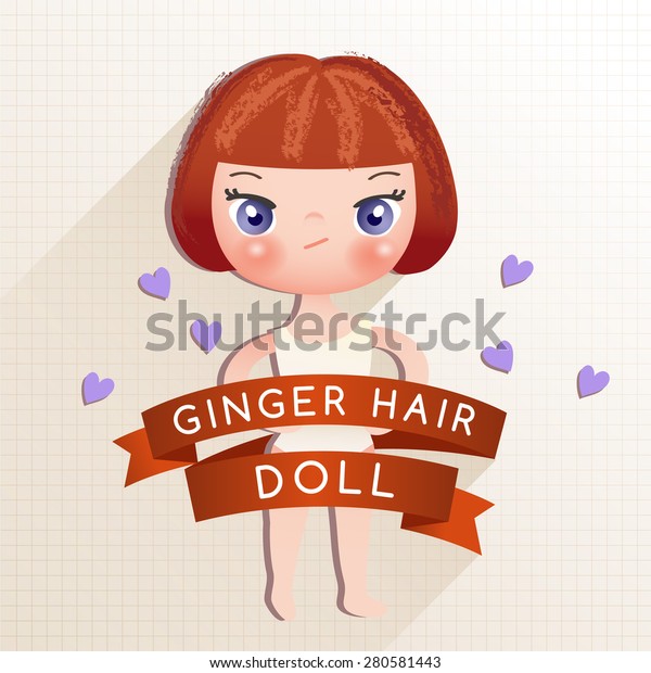 Cute Paper Doll Ginger Red Hair Stock Vector (Royalty Free) 280581443 ...
